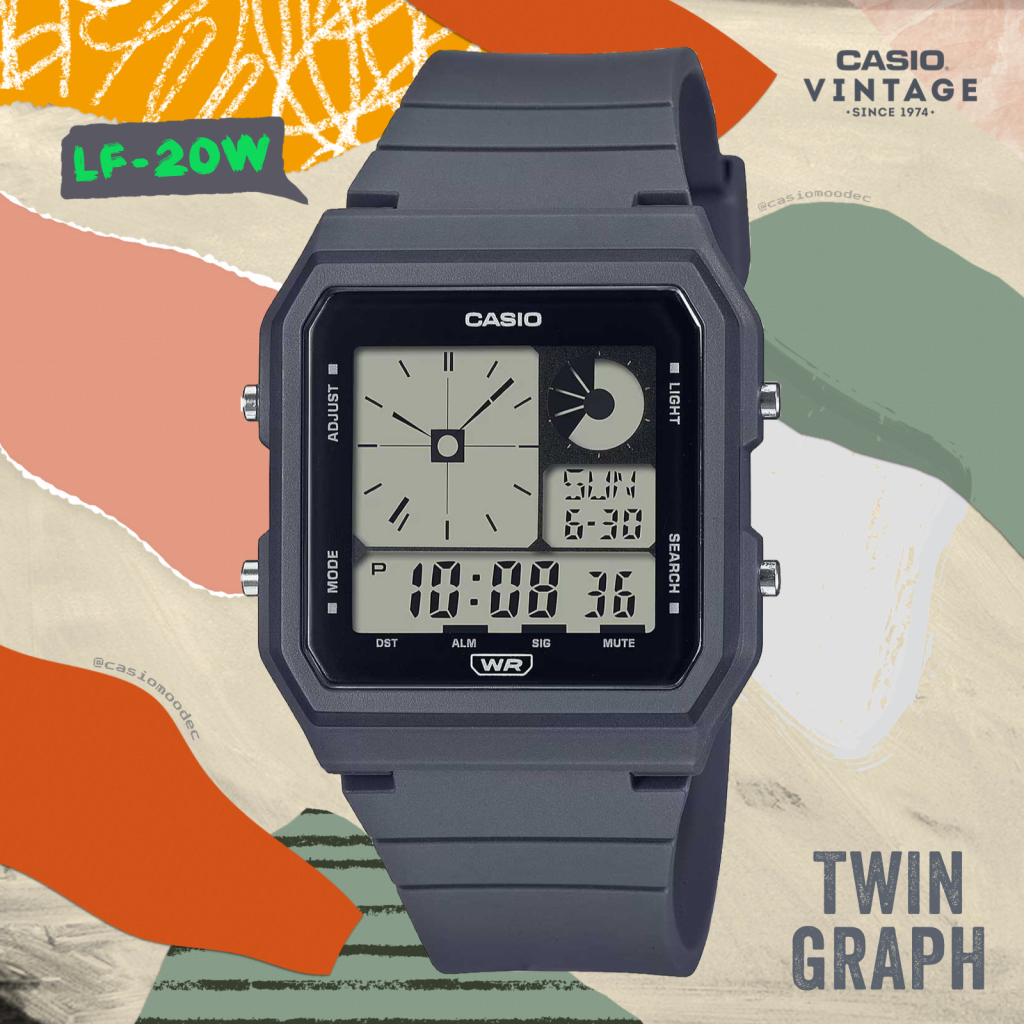 Relojes Casio Ecuador - Casio Twin-Graph LF-20W-8A2 (Gris) - ICONS MOOD